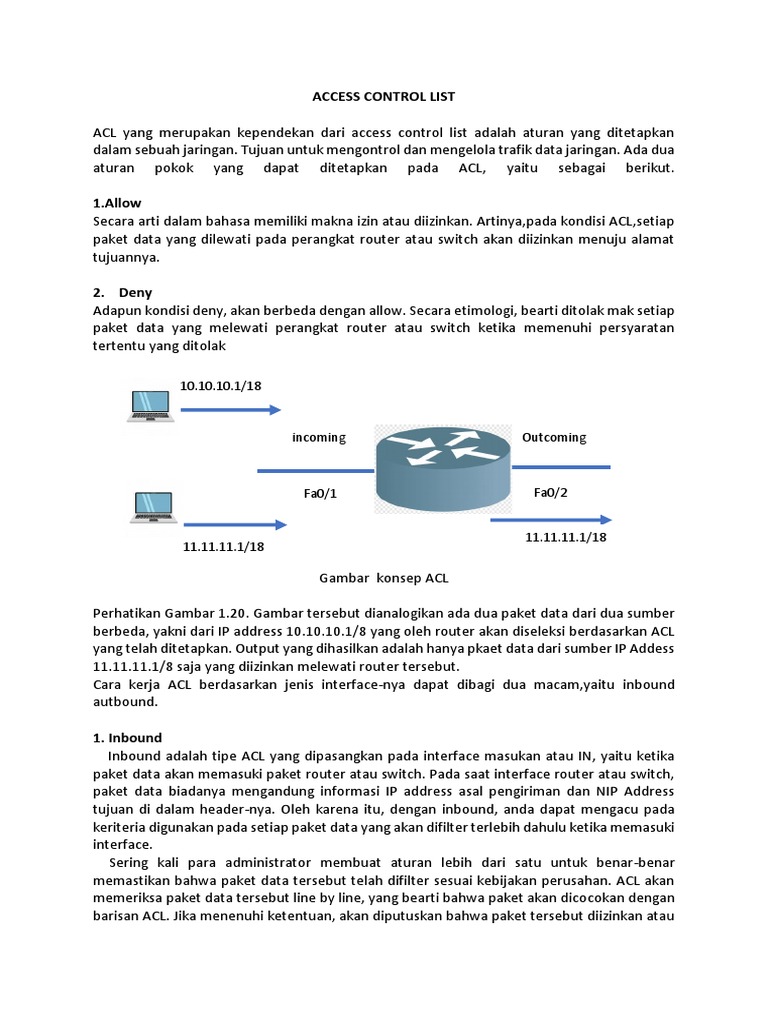 Pengantar Access Control List (ACL) | PDF