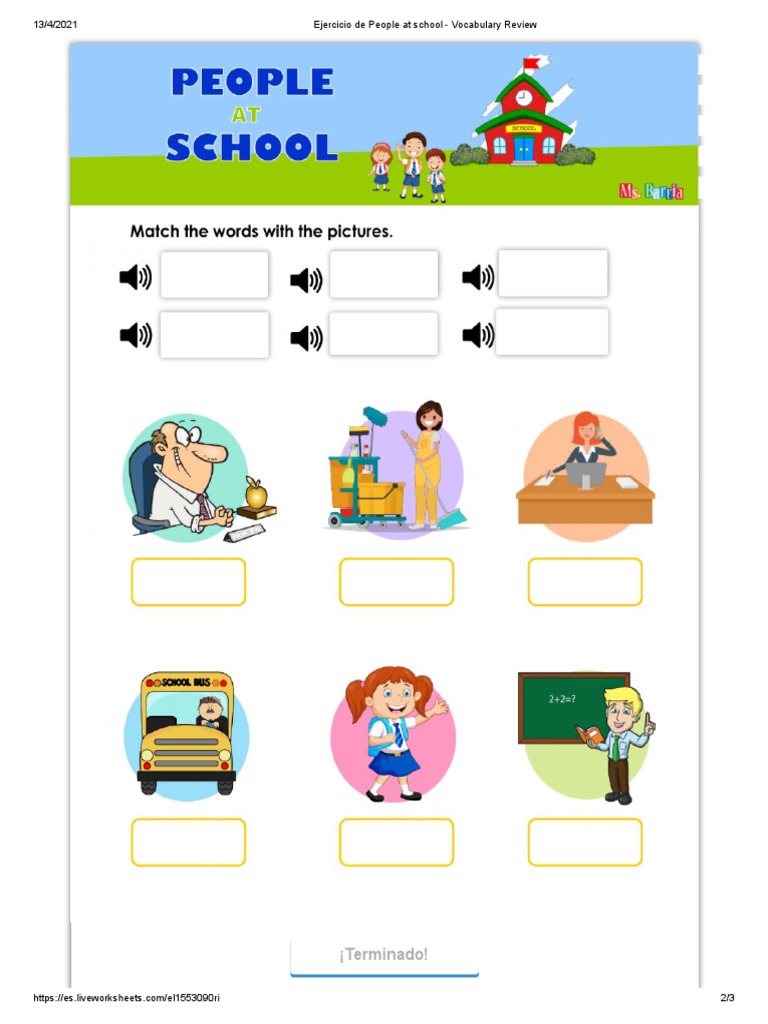 Ejercicio de People at School - Vocabulary Review | PDF