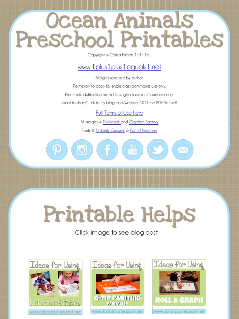 Ocean Animals Preschool Pack | PDF