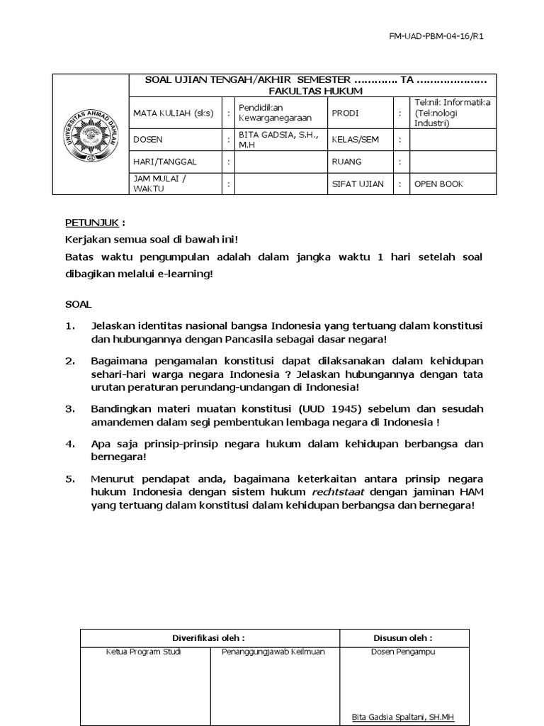 Soal Uts PKN Teknik Informatika | PDF