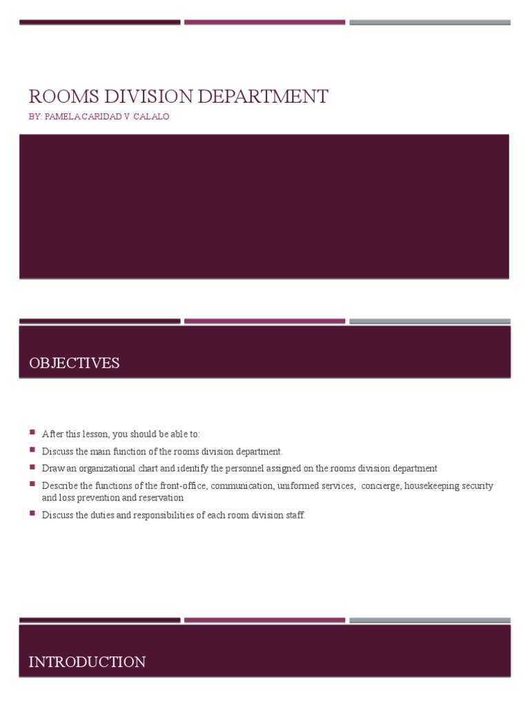 Rooms Division Department | PDF | Hotel