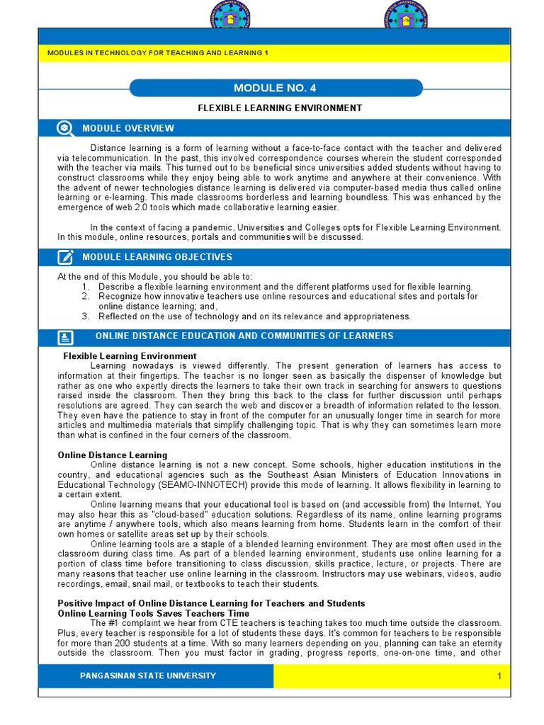 Module No. 4: Flexible Learning Environment | PDF | Moodle | Social ...