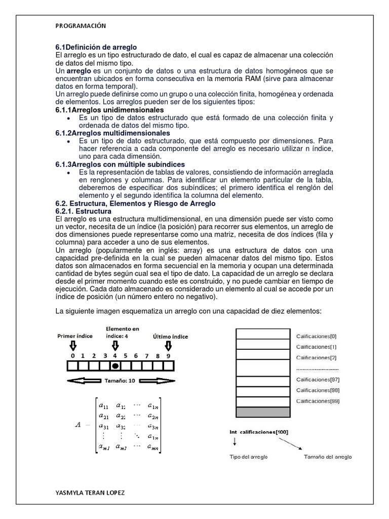 Arreglos Programacion | PDF | Estructura de datos de matriz | Matriz ...