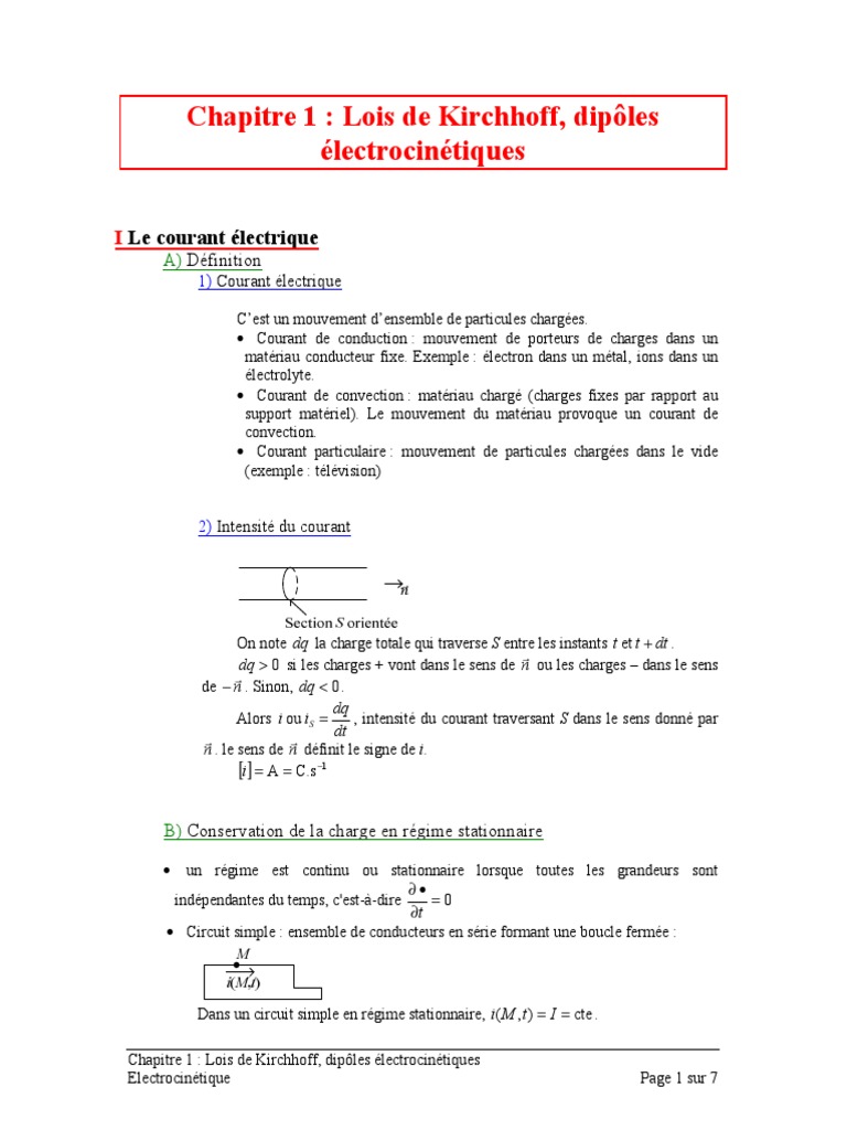 Loi de Kirchhoff Cours 02 | PDF
