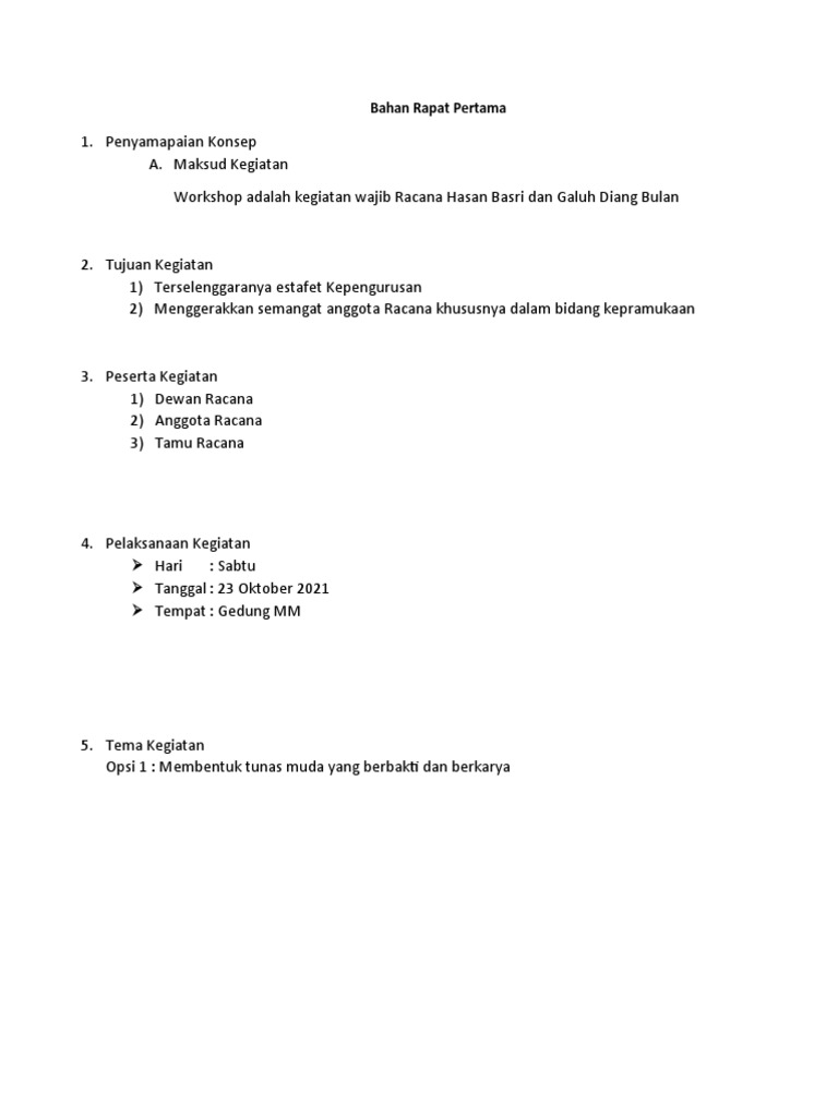 Bahan Rapat Pertama | PDF