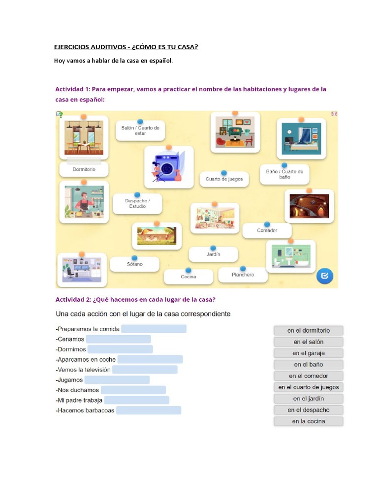 Ejercicios Auditivo - Como Es Tu Casa | PDF