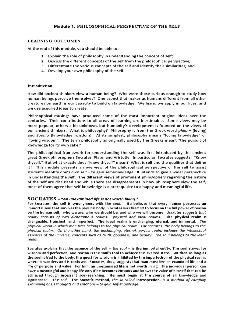 Revised Uts Module 1. | PDF | Soul | Philosophy Of Self