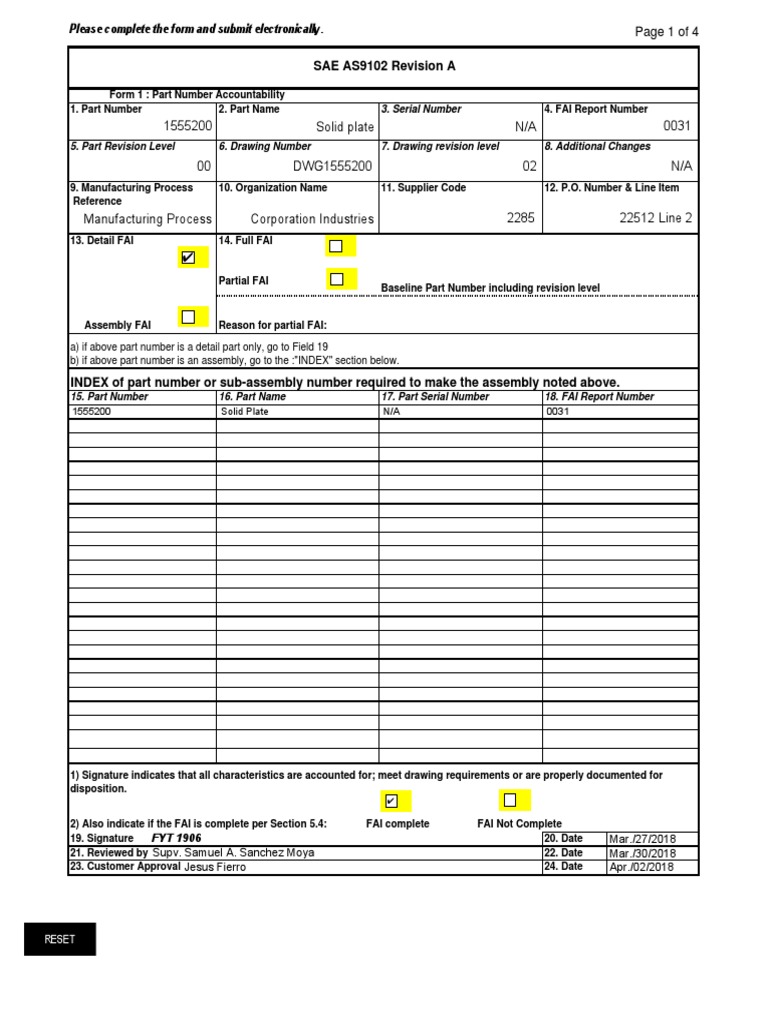 AS9102 - EForm. Charged | PDF | Production And Manufacturing | Business