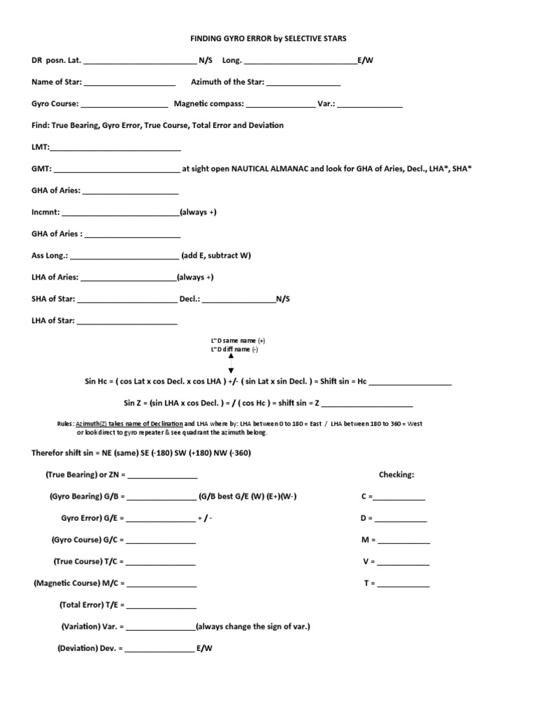 Gyro Error Selective Stars | PDF | Navigation | Water Transport