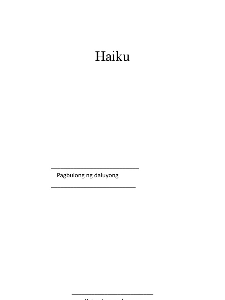Pagsulat NG Haiku at Tanaga | PDF