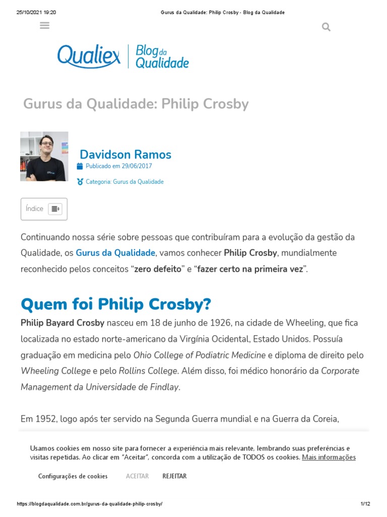 Gurus Da Qualidade - Philip Crosby | PDF | Qualidade (negócios ... Gurus Da Qualidade - Philip Crosby | PDF | Qualidade (negócios ...