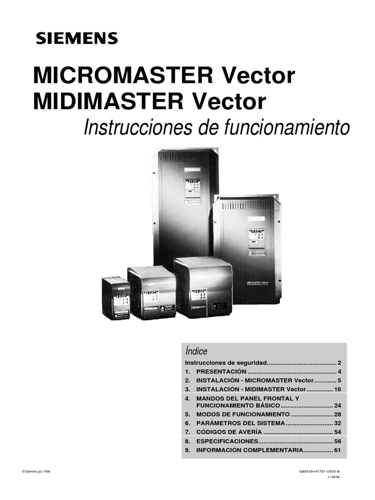Micromaster 420 Siemens | PDF | Corriente eléctrica | Tornillo