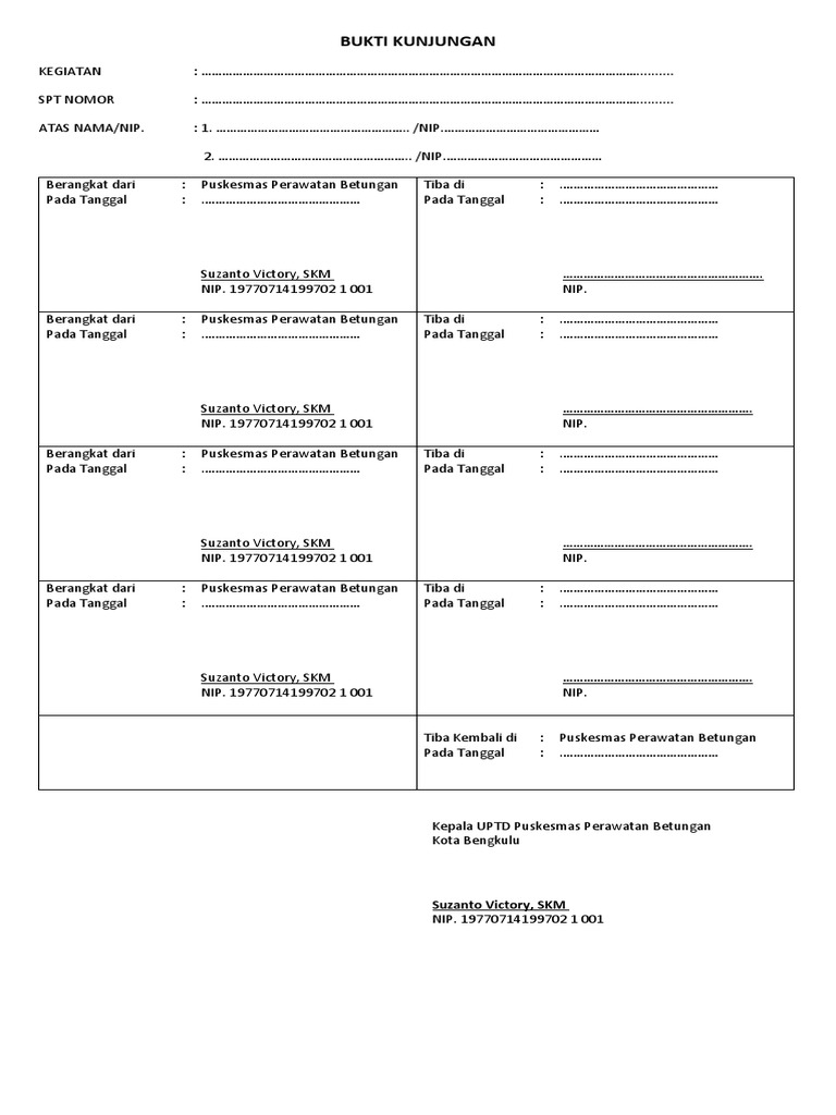 Bukti Kunjungan | PDF