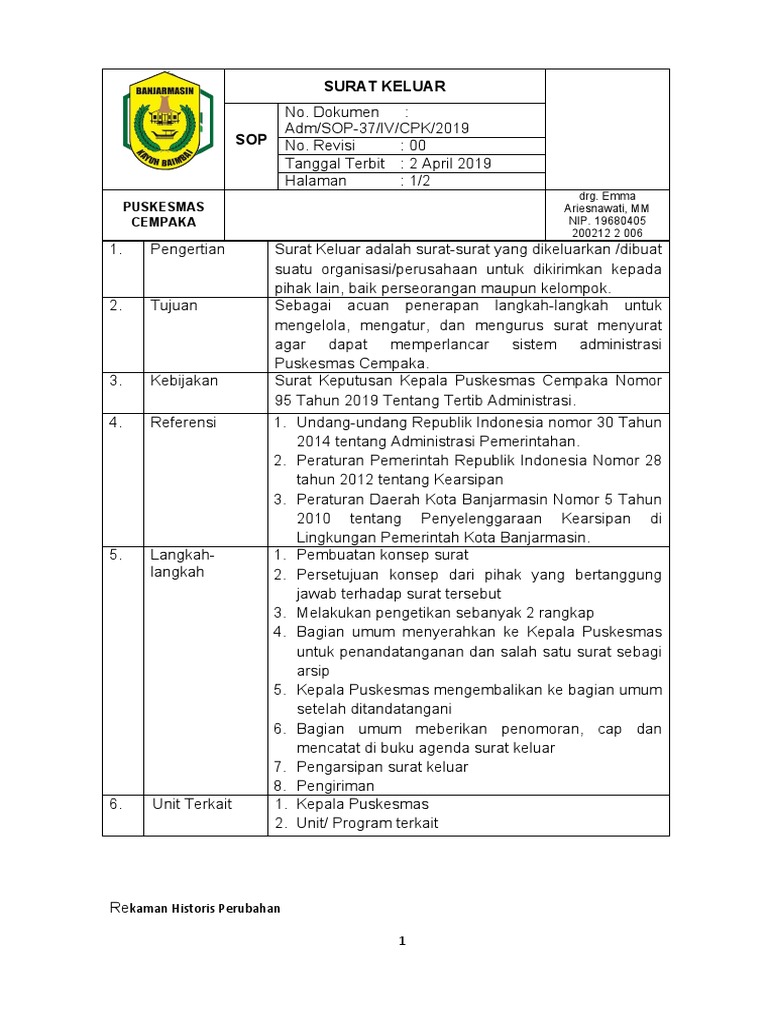 SOP Surat Keluar | PDF