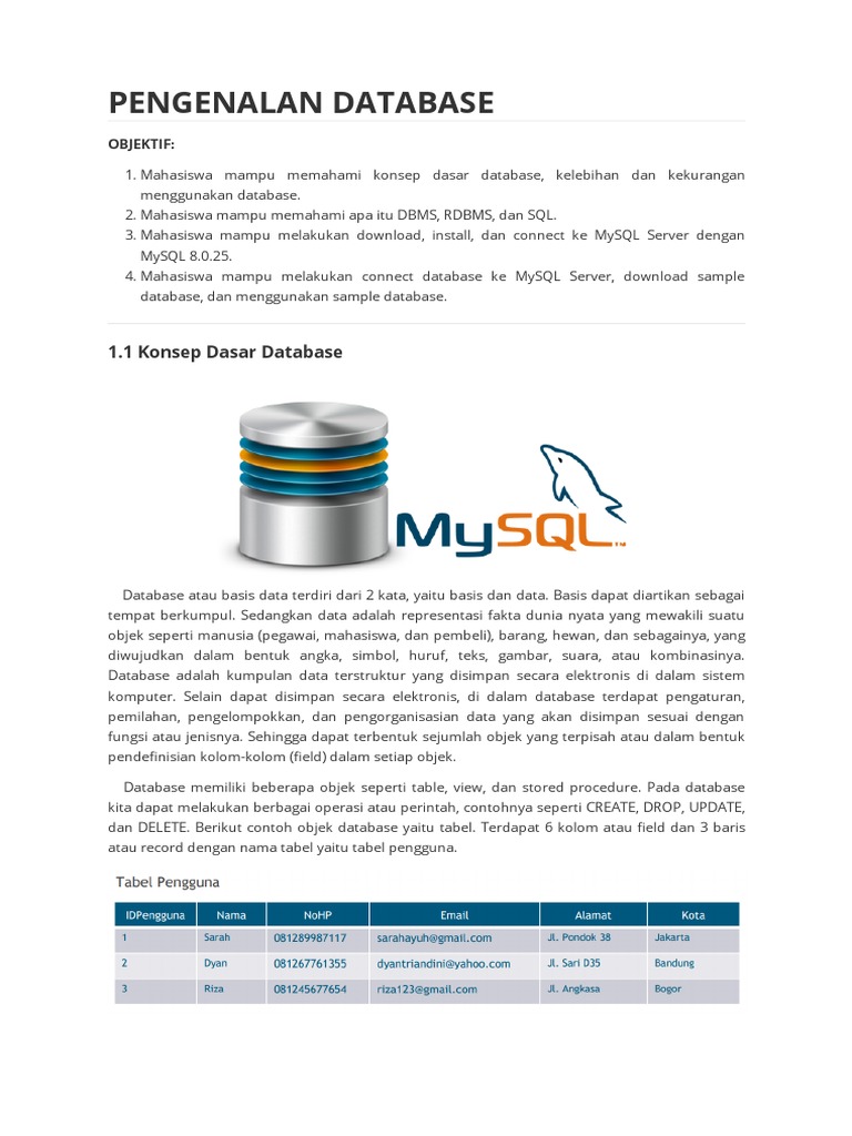 TOPIK 1. Pengenalan Database | PDF
