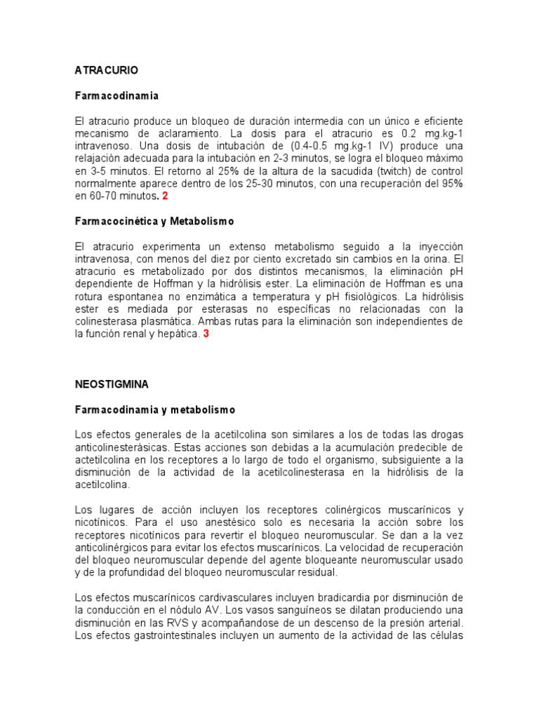 Farmacocinetica y Dinamica Del Atracurio y Neostigmina | PDF ...