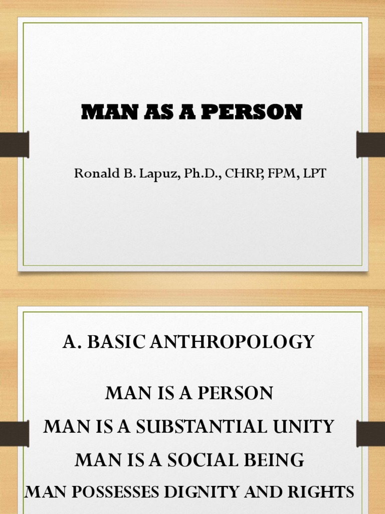 Man As A Person: Ronald B. Lapuz, PH.D., CHRP, FPM, LPT | PDF | God ...