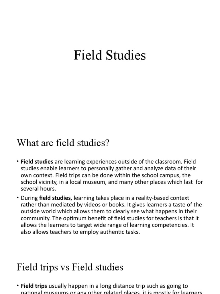 Field Studies | PDF | Learning | Teachers