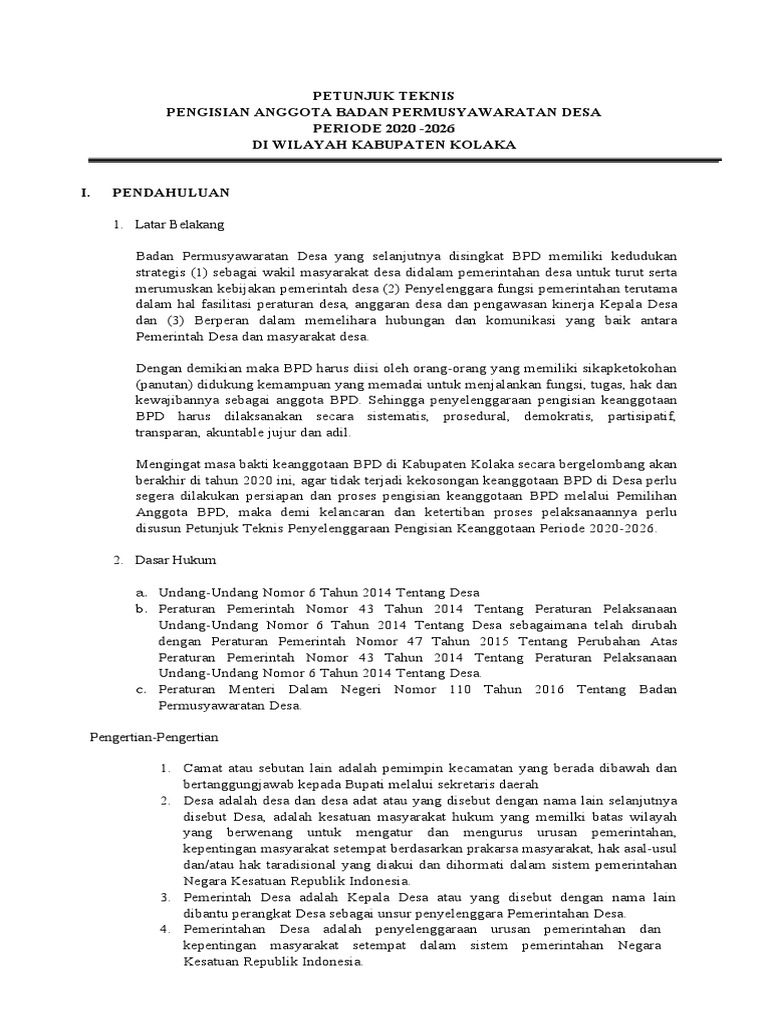 Juknis Pemilihan Anggota BPD | PDF | Politik