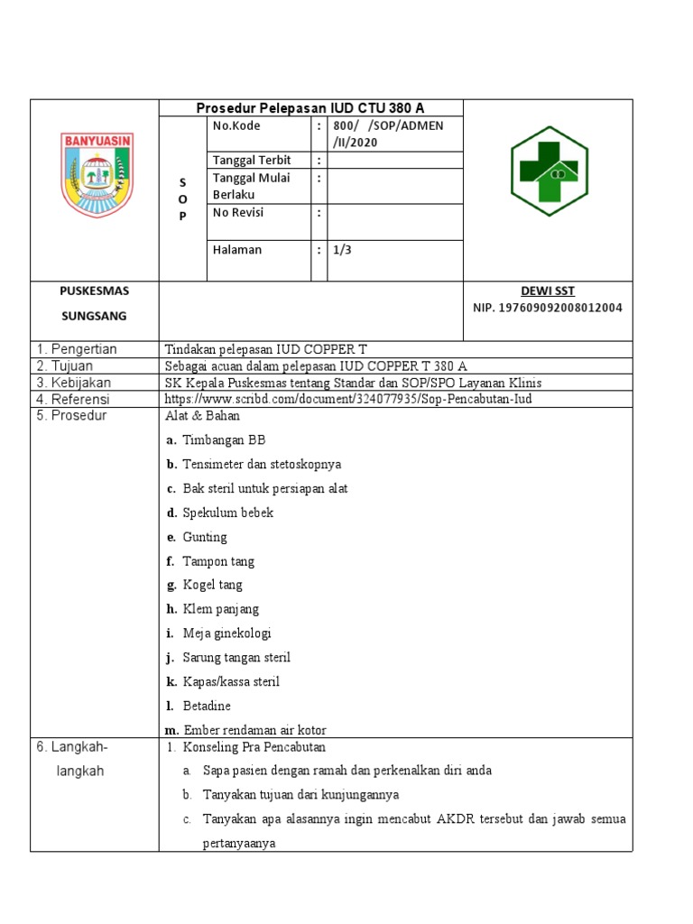 Sop Melepas Iud | PDF