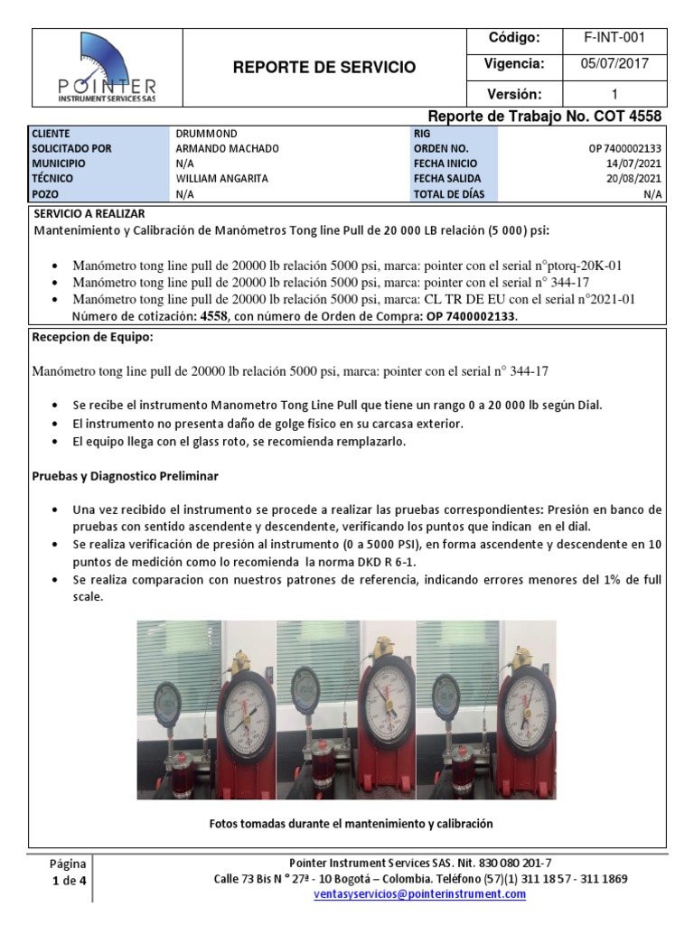 2021-080 Manometros Tong Line Pull de 20 000 LB | PDF | Calibración ...