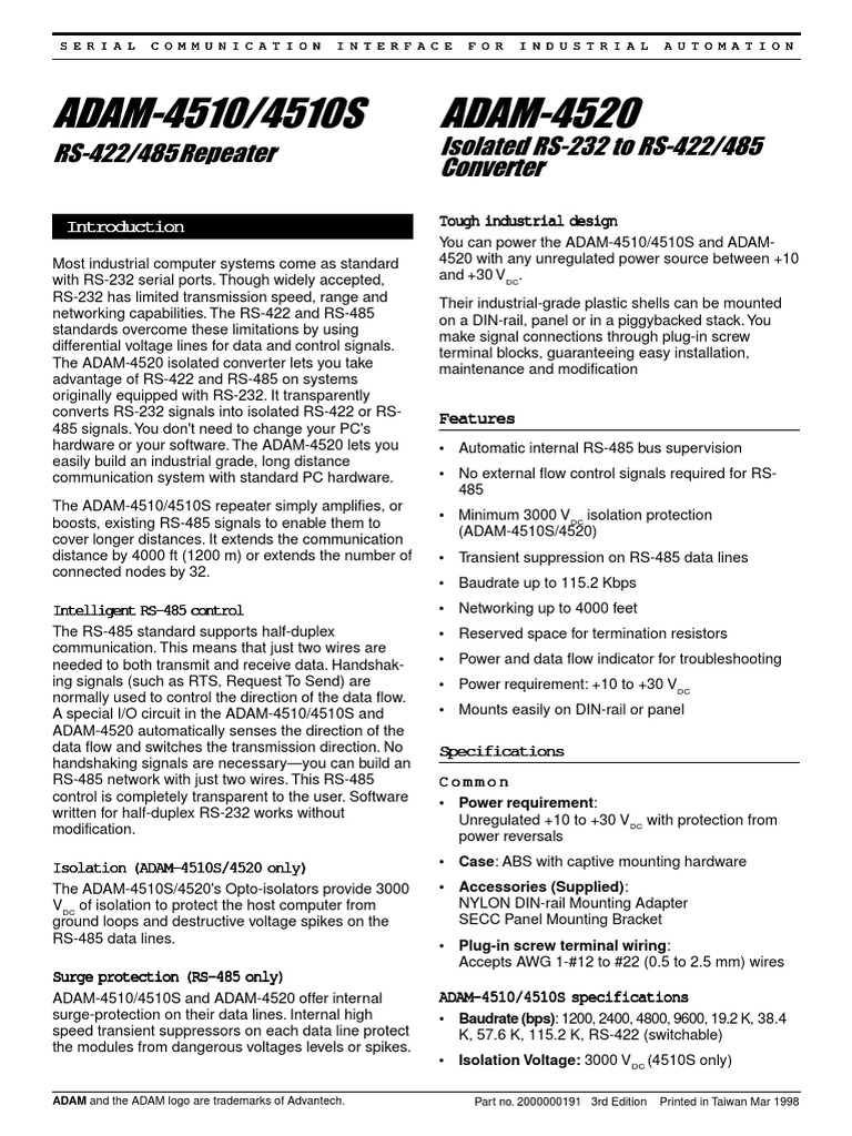 ADAM 4520 Converter | PDF | Data Transmission | Computer Engineering