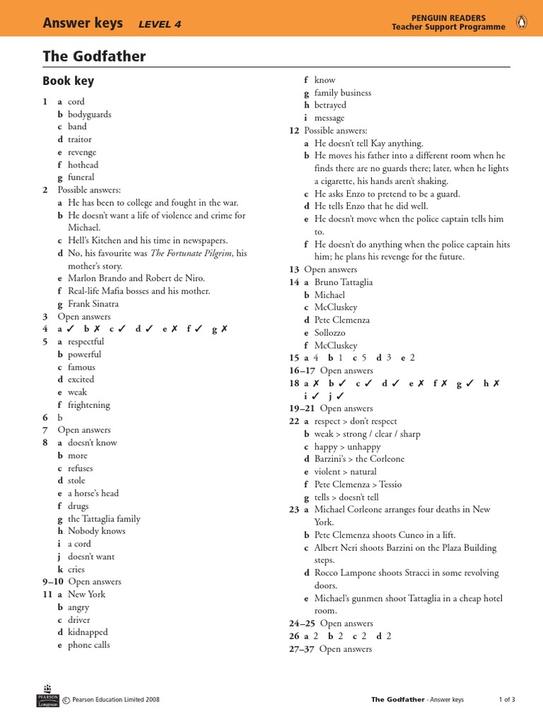 The Godfather: Answer Keys | PDF | Mafia