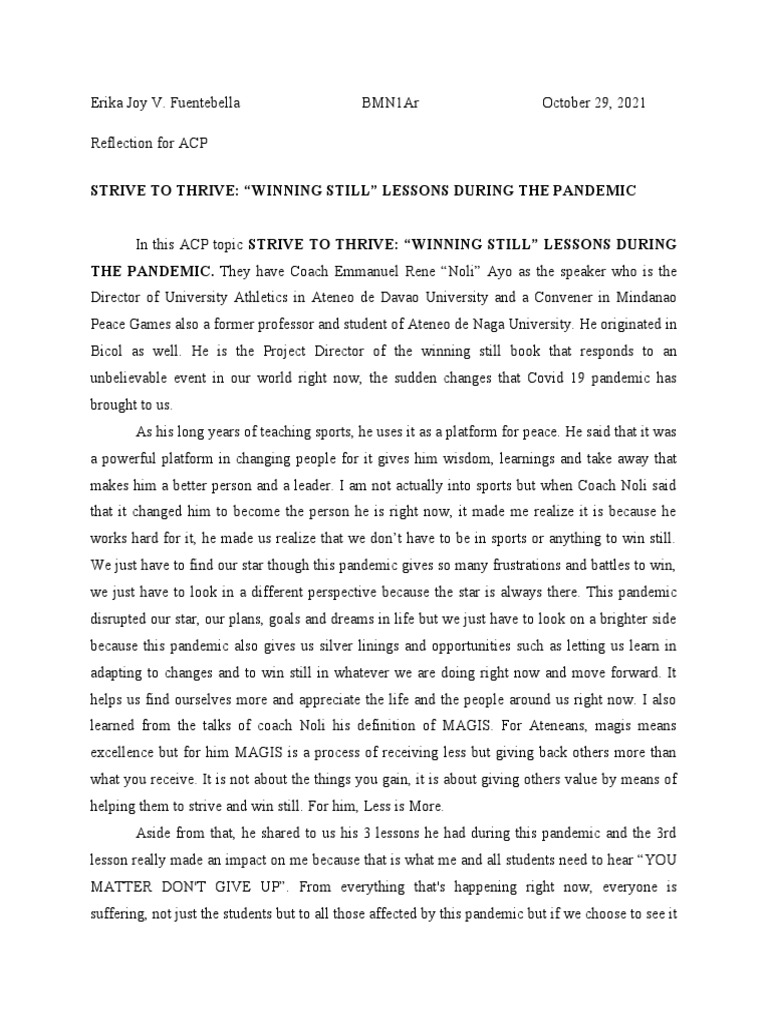 ACP Reflection | PDF | Meaning Of Life