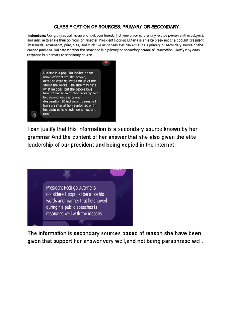 Classification of Sources Primary or Secondary | PDF