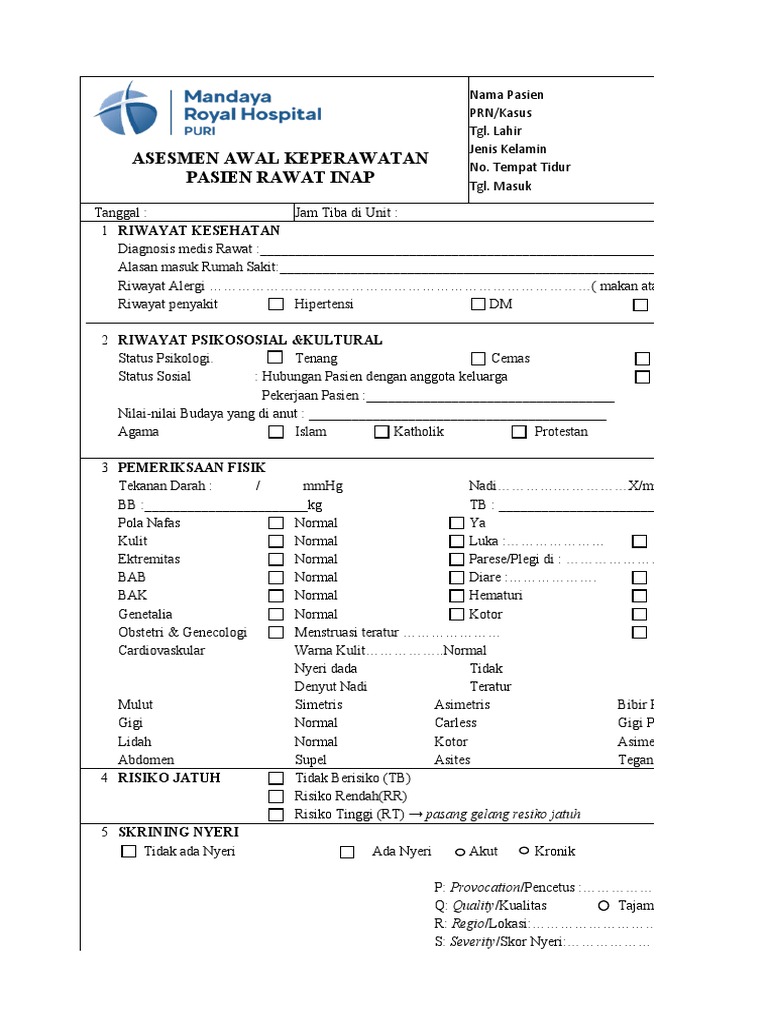 002 Asesmen Awal Keperawatan Pasien Ranap | PDF