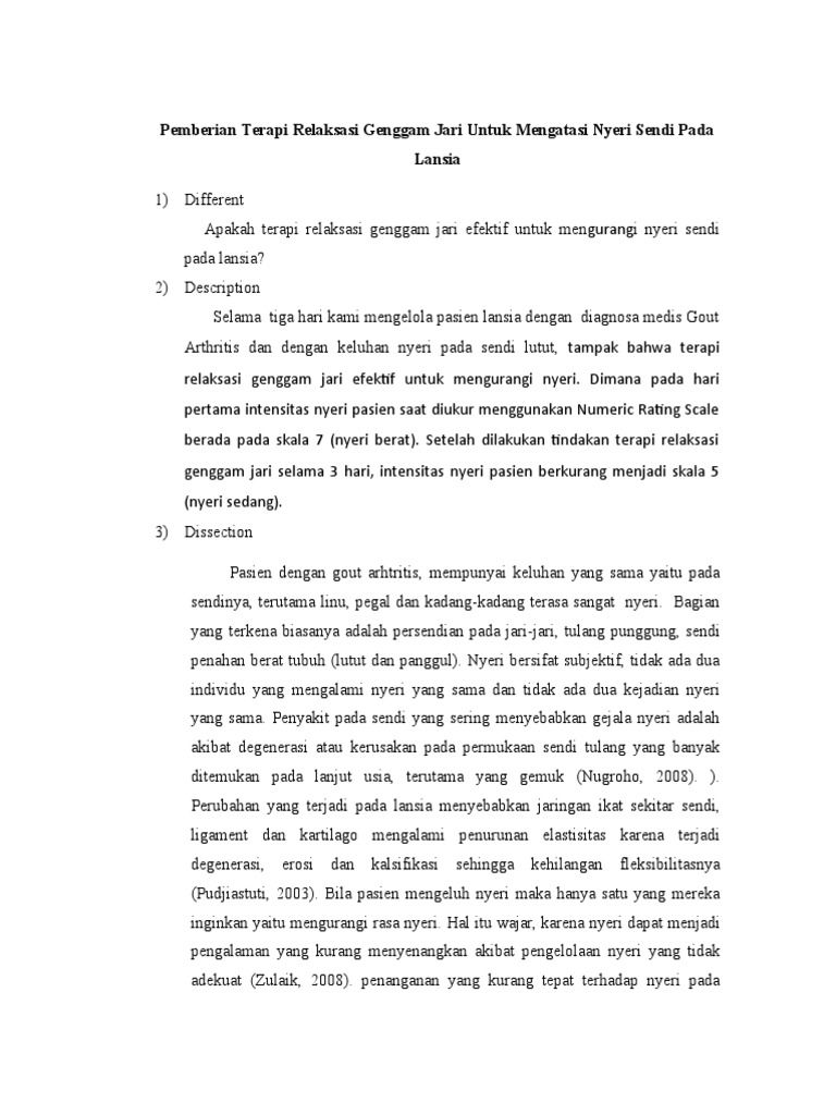 Terapi Relaksasi Genggam Jari untuk Lansia | PDF
