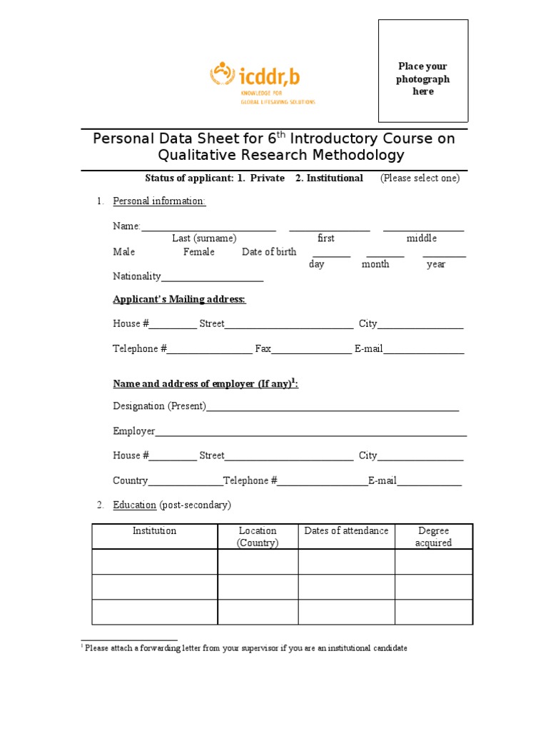 Bio-Data Sheet of 6th | PDF
