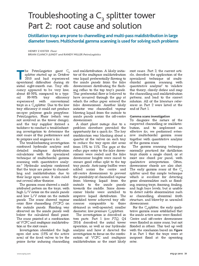 Troubleshooting A C3 Splitter Tower Part2 Root Cause and Solution | PDF ...