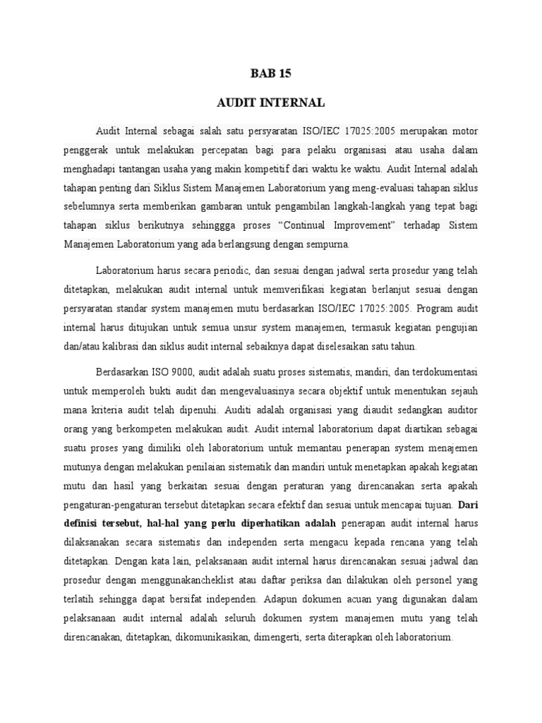 Pentingnya Audit Internal Laboratorium | PDF | Pengelolaan Keuangan ...