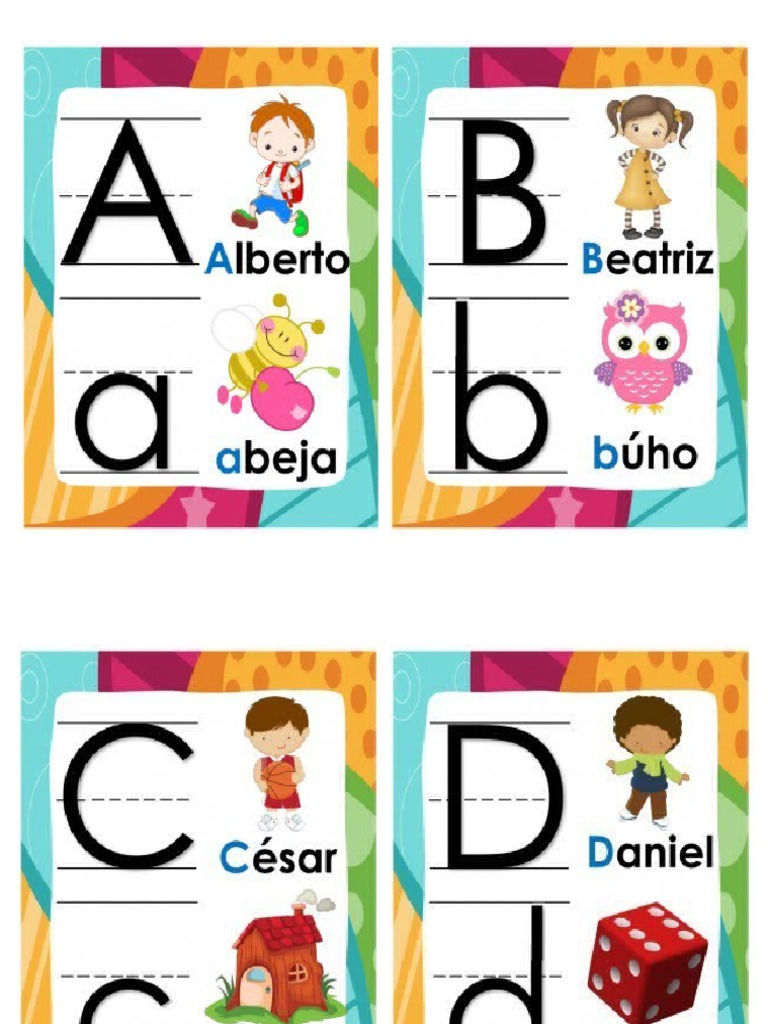Abecedario Mayusculas y Minusculas Con Dibujos | PDF