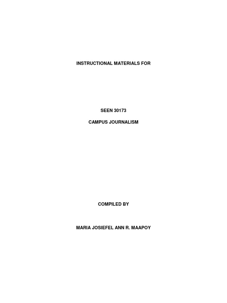 Campus Journalism Module #1 | PDF | Journalism | News Media