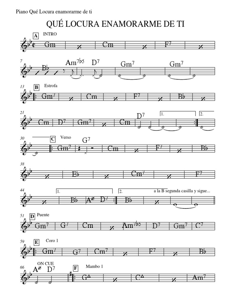 Qué Locura Enamorarme de Ti - Piano | PDF
