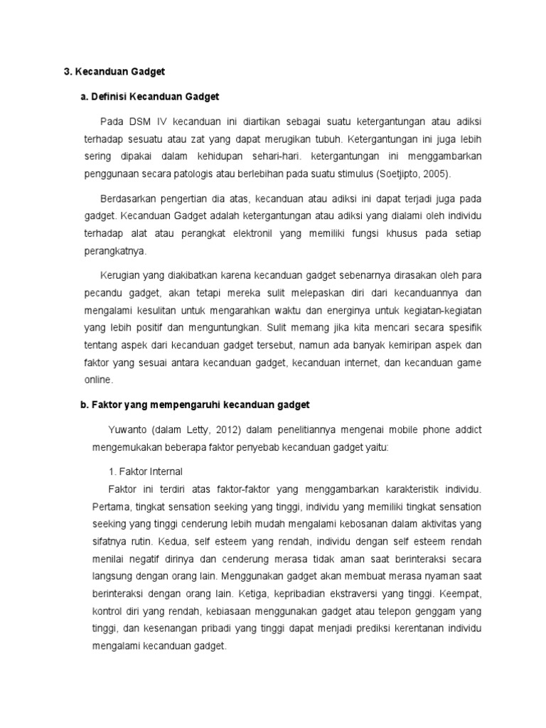 Teori Kecanduan Gadget | PDF