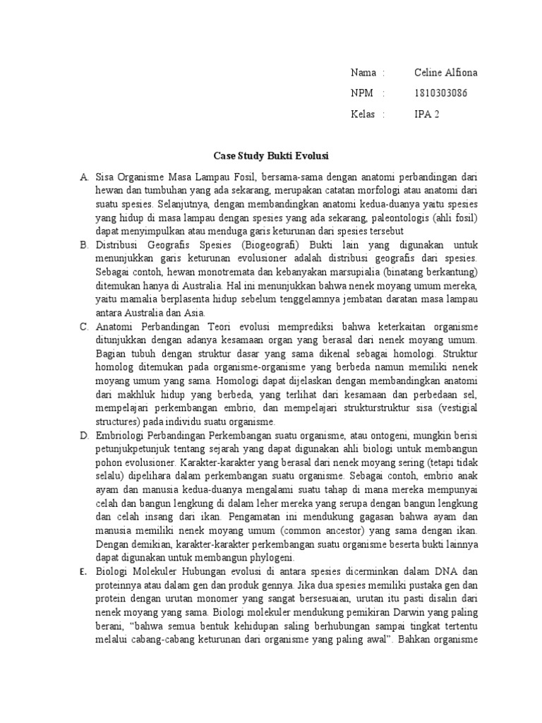 Bukti Evolusi Case Study | PDF