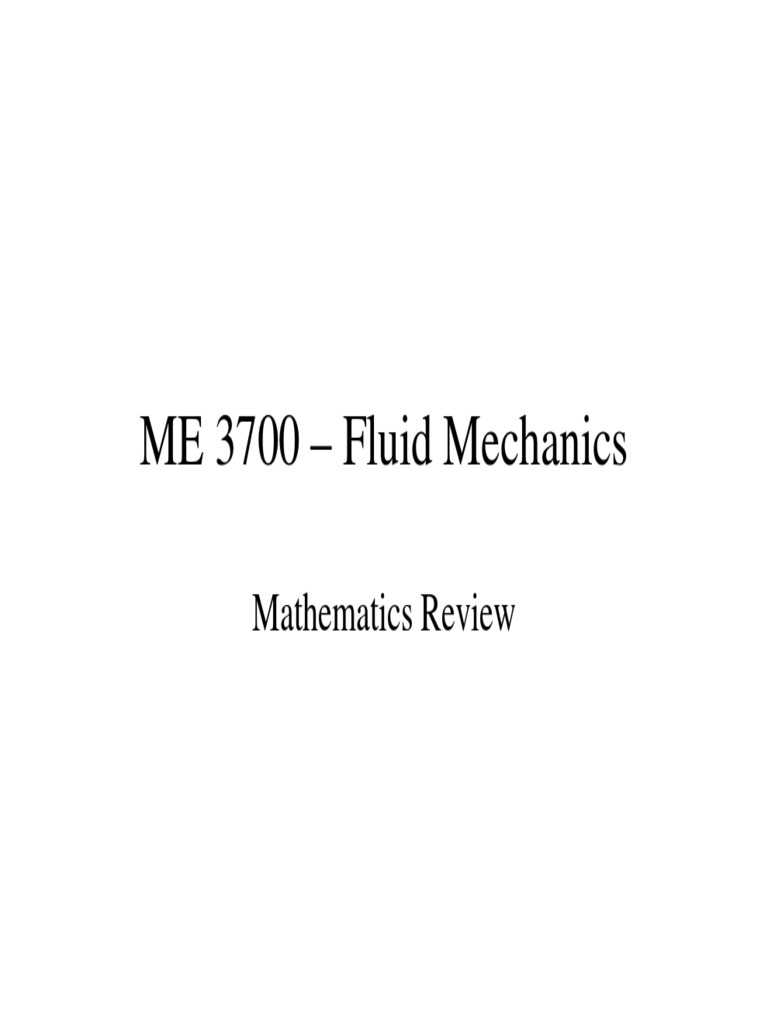 Math Review ME3700 | PDF | Divergence | Flux