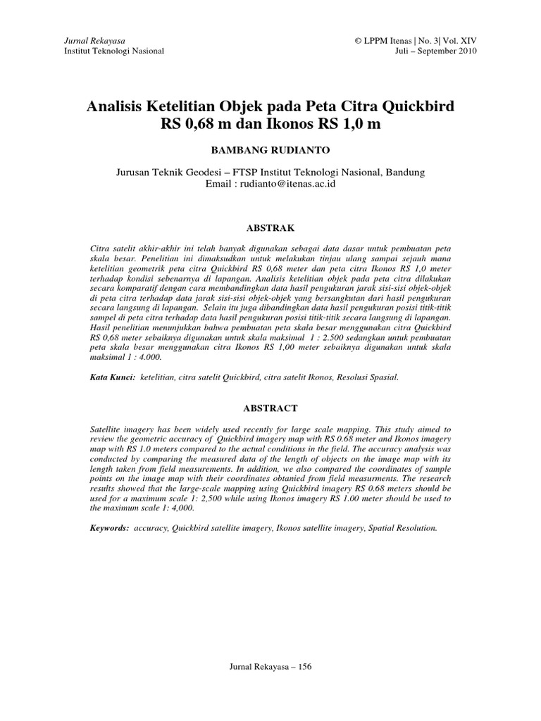 Analisis Ketelitian Objek Pada Peta Citra Ikonos Dan Quick Brid | PDF