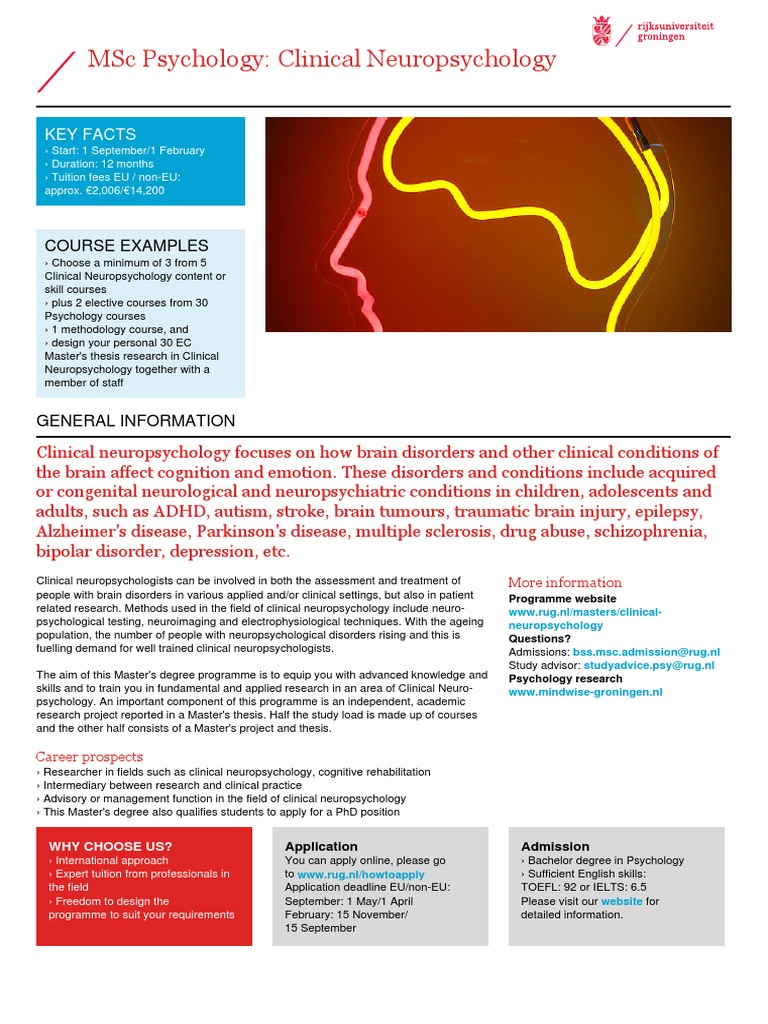 MSc in Clinical Neuropsychology Overview | PDF | Neuropsychology ...