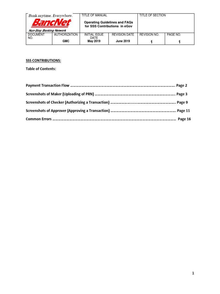 Operating Guidelines and FAQs For SSS Contributions in Egov | PDF ...