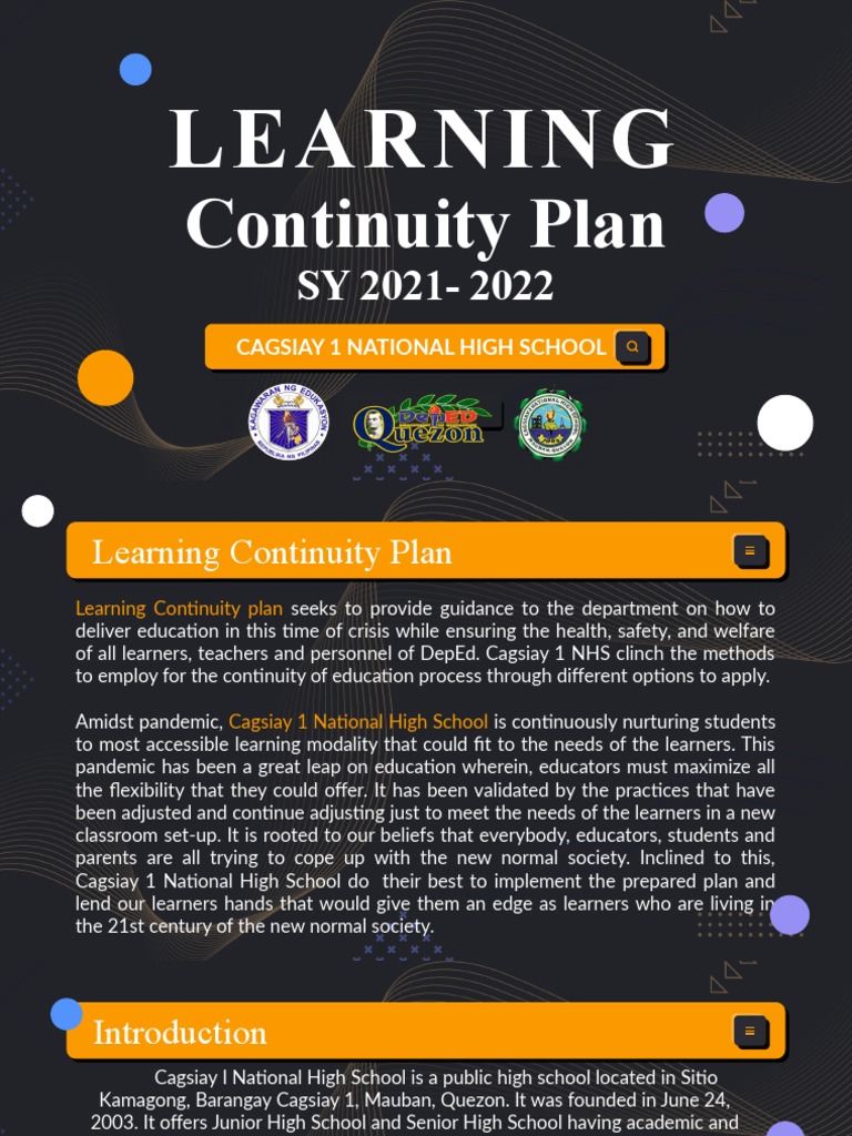 Learning: Continuity Plan | Download Free PDF | Learning | Educational ...