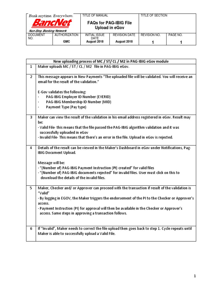 FAQs For PAG-IBIG File Upload in EGov | PDF | Text File | Filename
