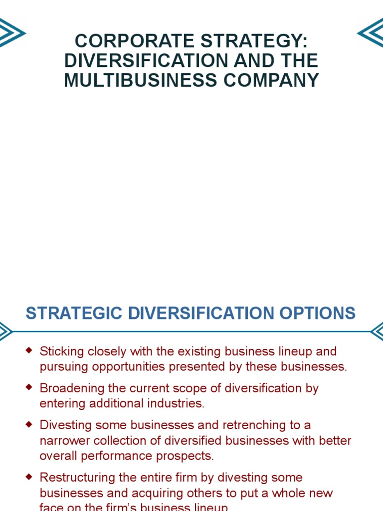 Corporate Strategy: Diversification and The Multibusiness Company ...