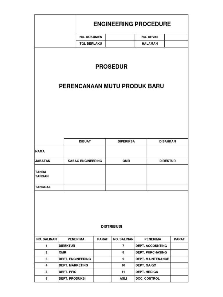 Contoh Cover Prosedur Perencanaan Produk Baru | PDF