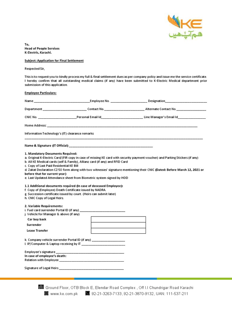 Final Settlement Application Form | PDF | Privacy | Government And ...