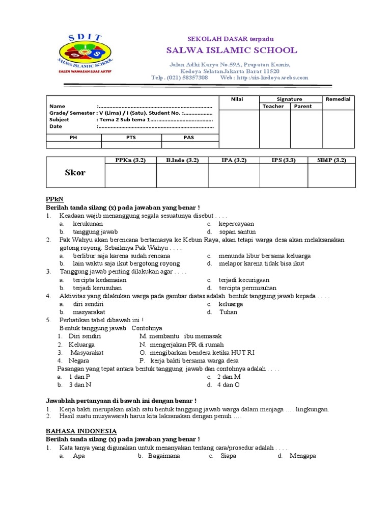 PH Tema 2 (Subtema 1) | PDF | Kajian Bahasa Asing