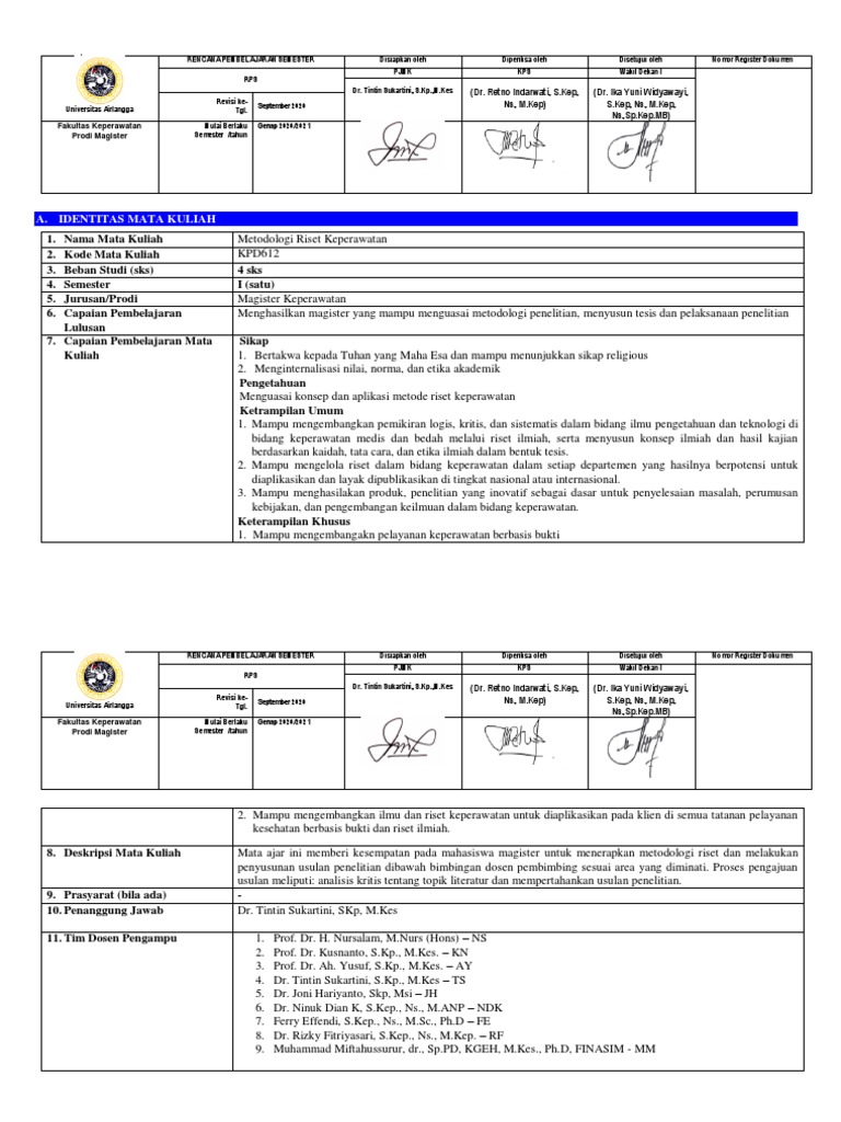 RPS Metodologi Riset S2 JAN 2021-M14-FINAL | PDF